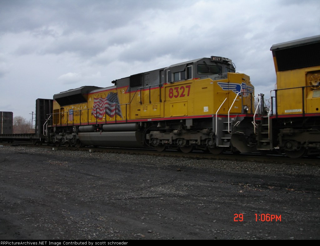 UP 8327 runs cab forward EB on the #2 Track